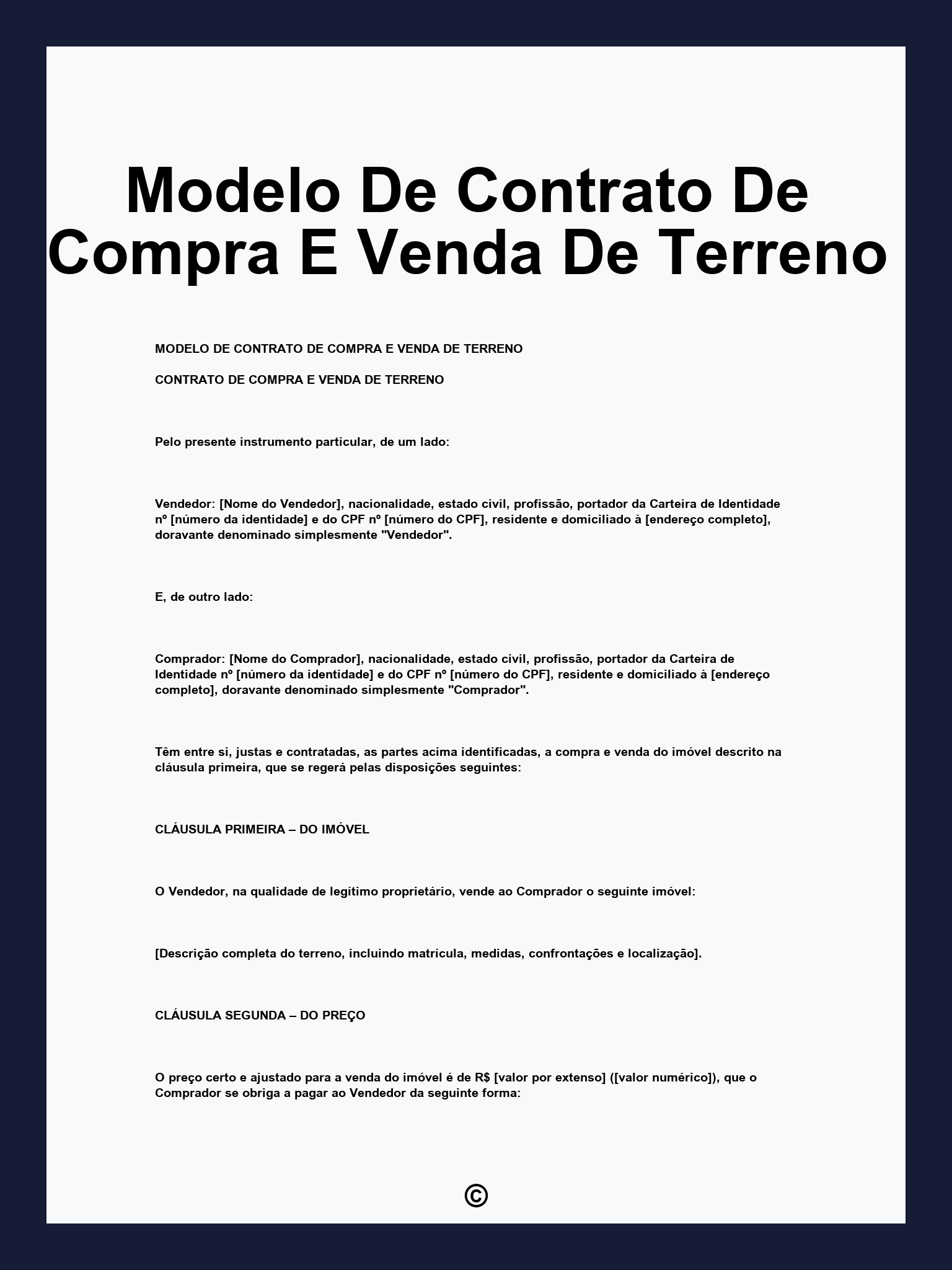 Modelo De Contrato De Compra E Venda De Terreno