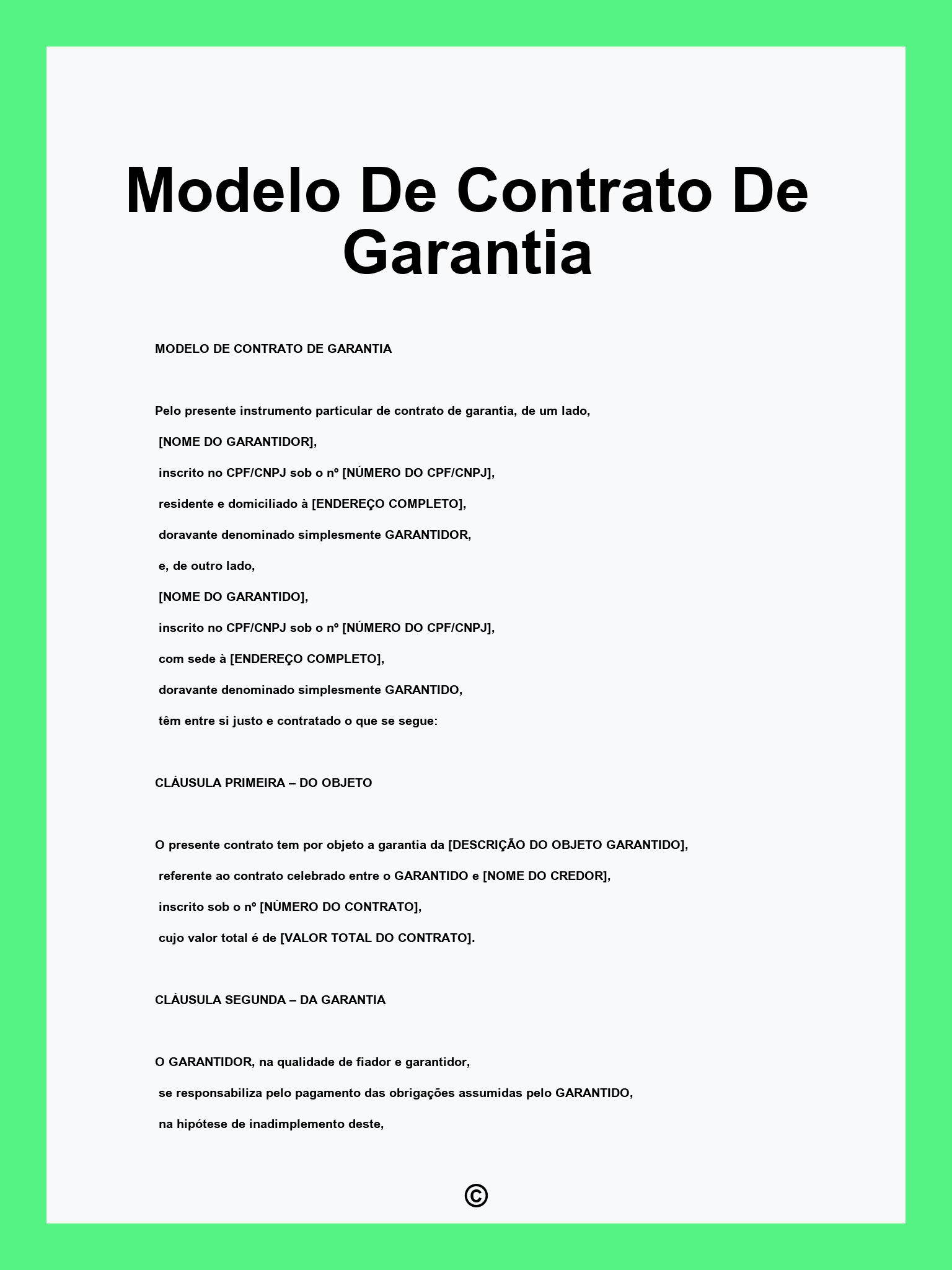 Modelo De Contrato De Garantia